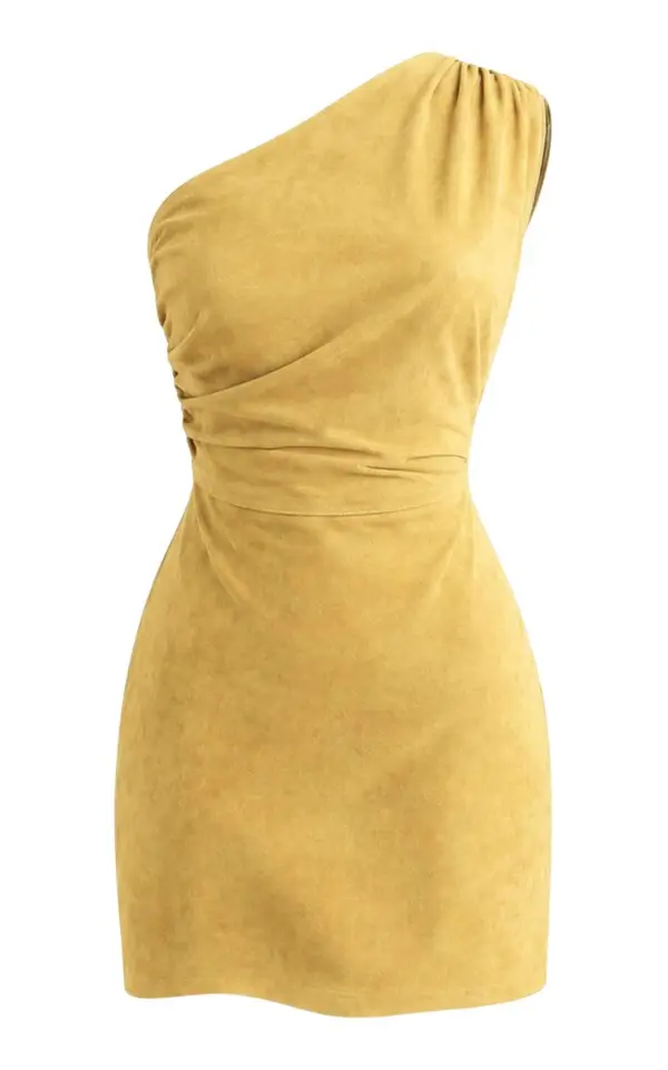 ZUT Matriarca Suede One-shoulder Mini Dress - Tan