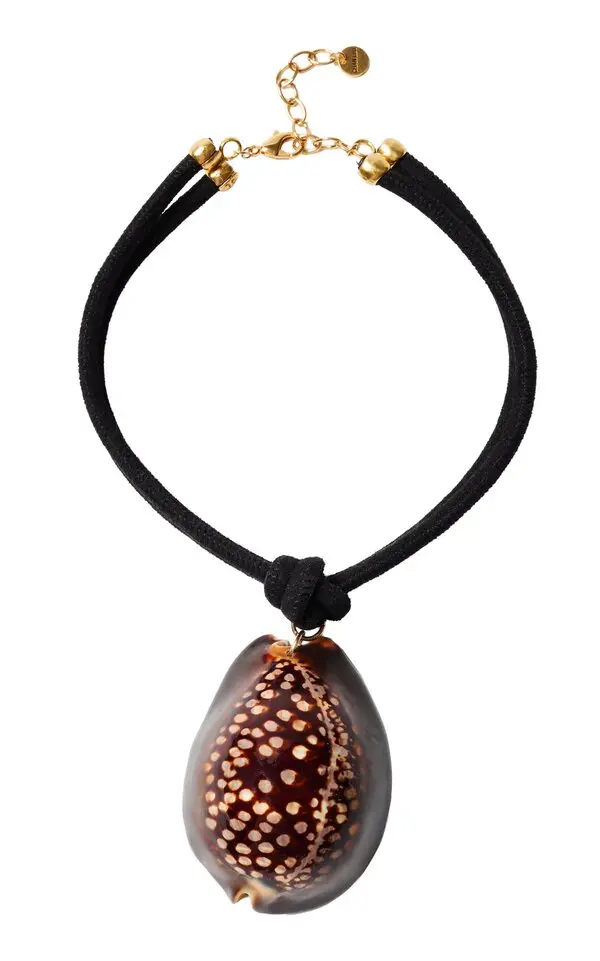 Chan Luu Corda Concha Shell Choker Necklace - Black