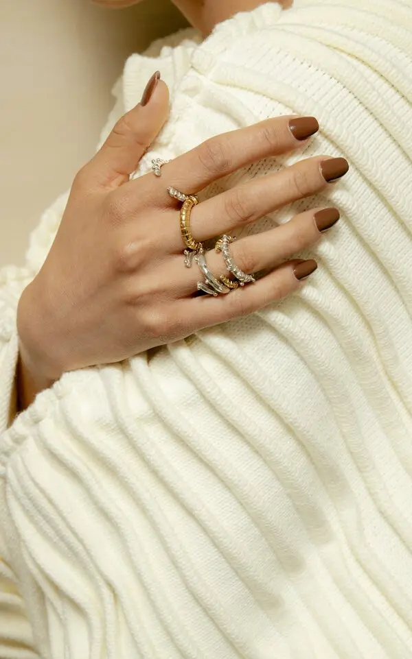 AYSHA BILGRAMI 24k Gold Vermeil Triple Akis Mix Ring