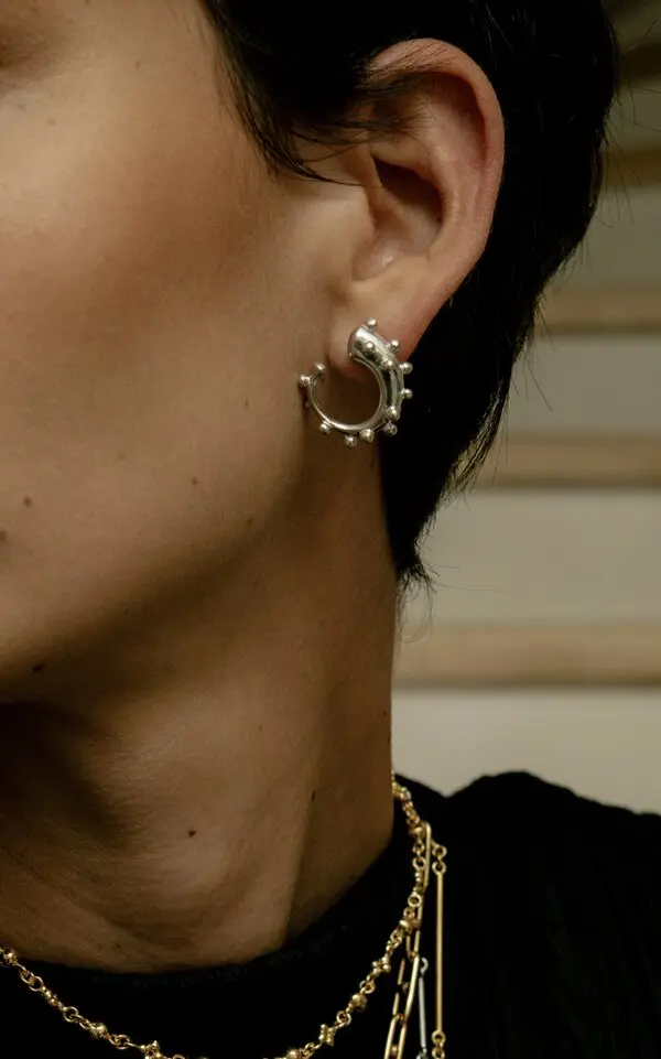 AYSHA BILGRAMI Sterling Tonka Hoop Earrings