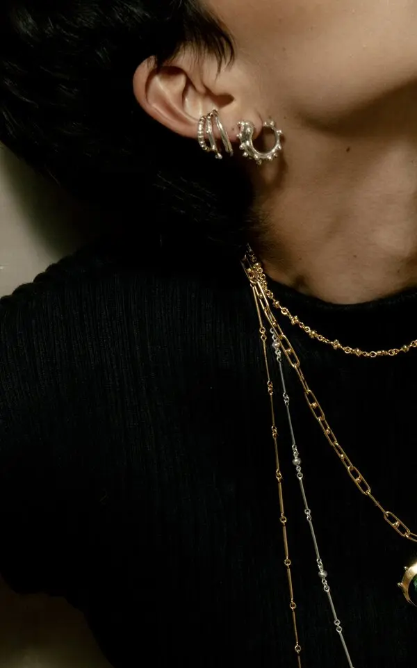 AYSHA BILGRAMI Sterling Tonka Hoop Earrings