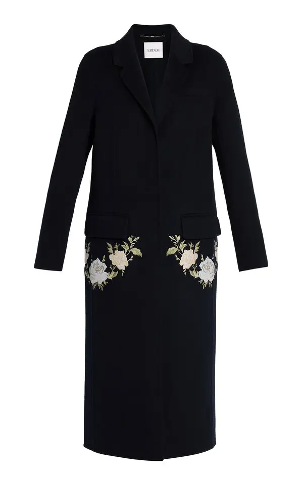 Erdem Embroidered Double-face Wool Coat