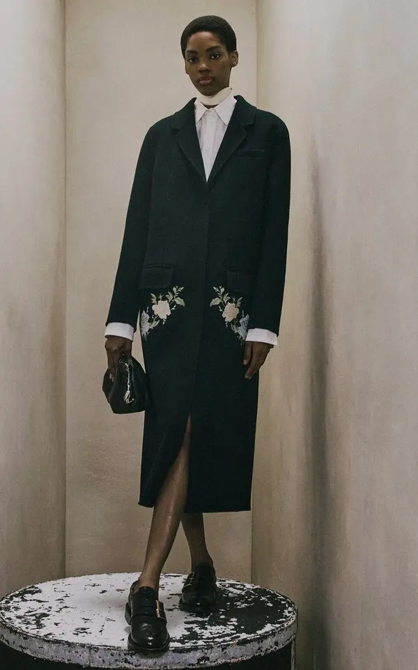 Erdem Embroidered Double-face Wool Coat