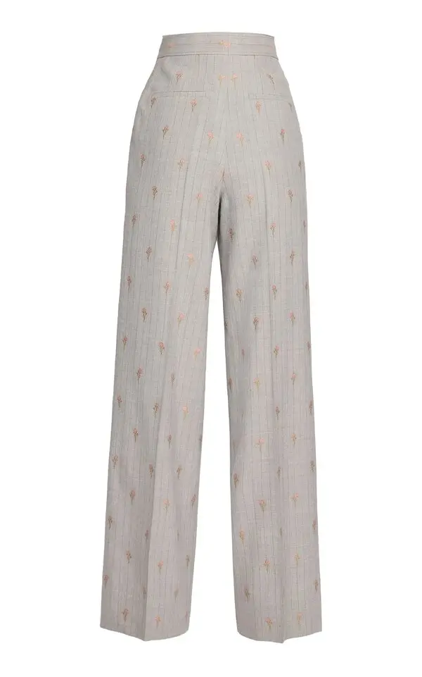 Erdem Pinstripe Wool-blend Wide-leg Pants