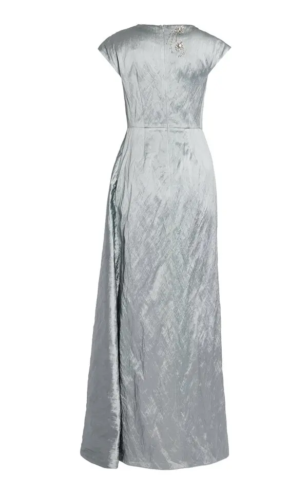 Erdem Asymmetric Textured Satin Gown