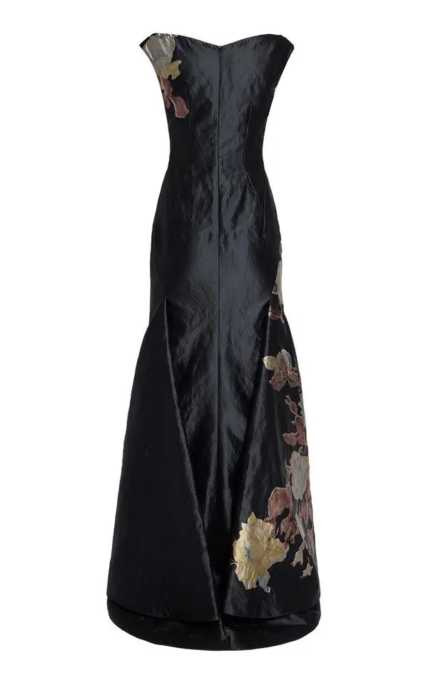 Erdem Off-the-shoulder Textured Satin Gown