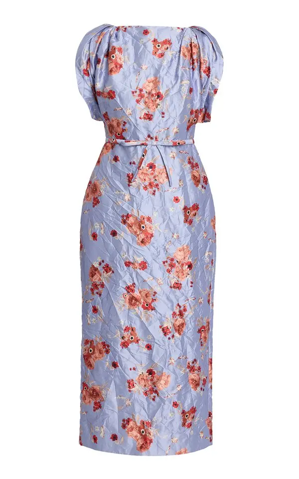 Erdem Textured Satin Maxi Dress - Light Blue