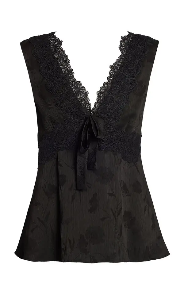 Erdem Lace-trimmed Creponne Top