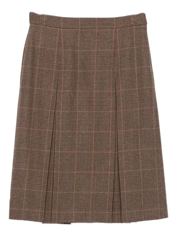 Saint Laurent Wool Cashmere Midi Skirt - Multicolor