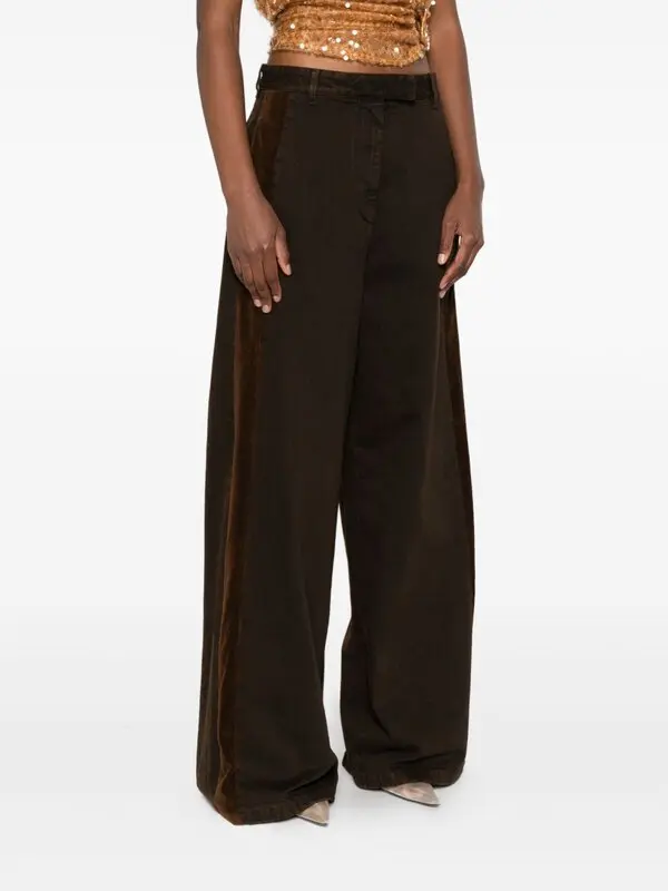 Dries Van Noten Burgundy Geometric Pattern Wide Leg Trousers - Multicolor