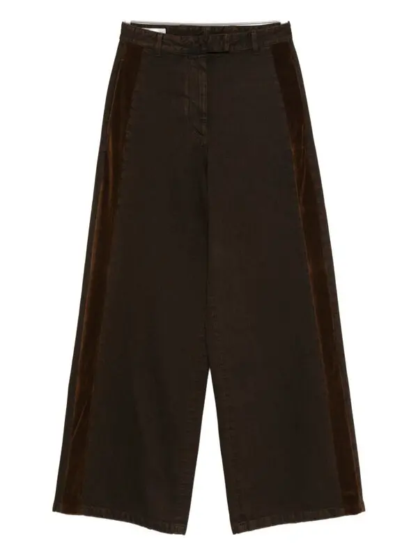 Dries Van Noten Burgundy Geometric Pattern Wide Leg Trousers - Multicolor