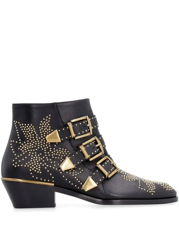 Chloé Susan Studded Leather Ankle Boots - Multicolor