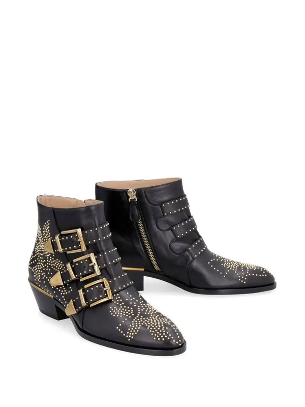 Chloé Susan Studded Leather Ankle Boots - Multicolor