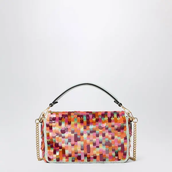 Fendi Mini Baguette Bag In Multicoloured Sequins