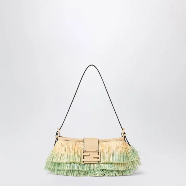 Fendi Baby B Mini Bag In Light Ombre Raffia - Green