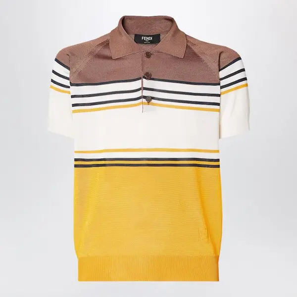 Fendi Multicoloured Striped Viscose Polo Shirt - Multicolor