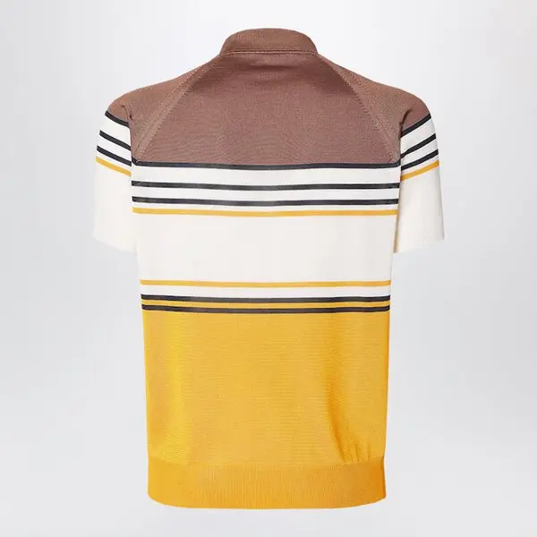Fendi Multicoloured Striped Viscose Polo Shirt - Multicolor