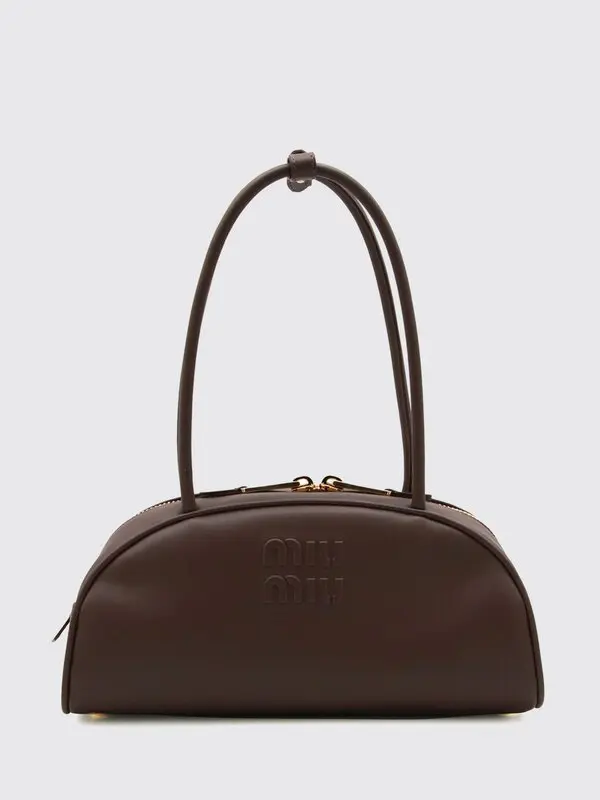 Miu Miu Embossed Logo Shoulder Bag - Brown