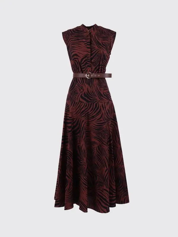 Max Mara Zebra Print Belted Midi Dress - Brown