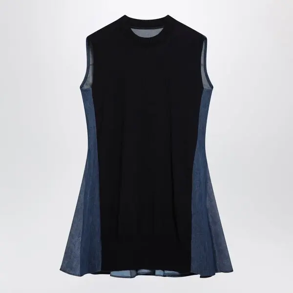 Sacai Denim Dress And Knit Top - Blue