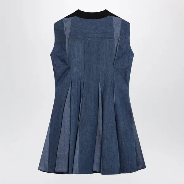 Sacai Paneled Knit And Denim Dress