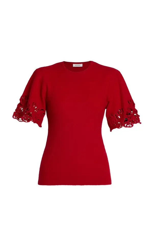 Erdem Cutout Knit Wool Top - Red