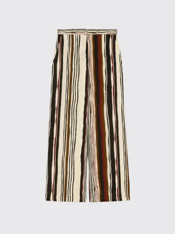 Max Mara Wide Leg Striped Silk Pants - Red