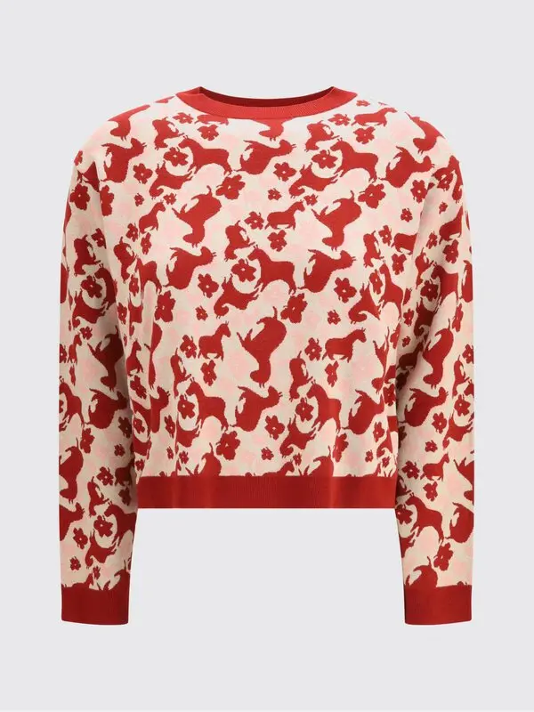 Max Mara Printed Knit Sweater - Red