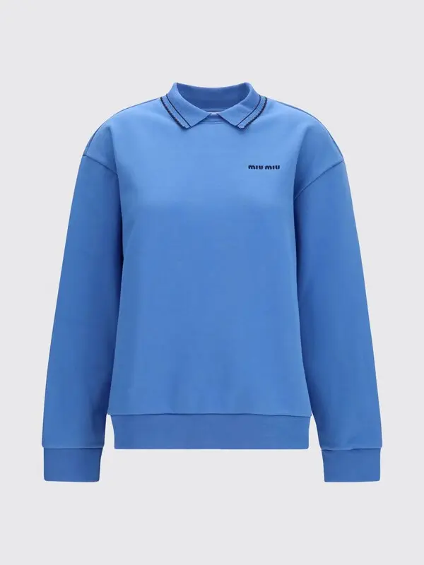Miu Miu Sweatshirt With Contrast Stitching Detail - Blue