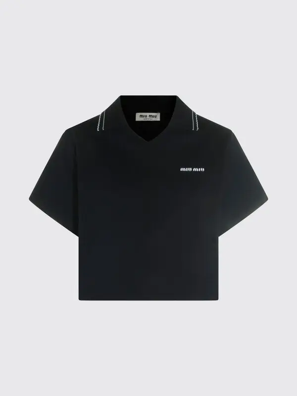Miu Miu Cropped Polo Shirt - Blue