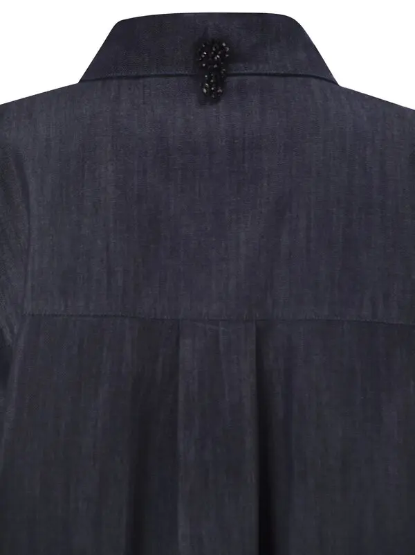 Max Mara Lightweight Denim Shirt With Jeweled Detail