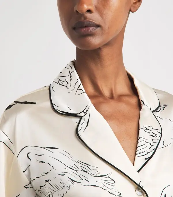 Olivia Von Halle Silk Swans Alba Pyjama Set