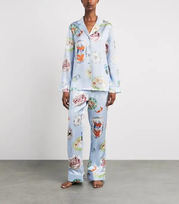 Olivia Von Halle Silk Seafood Lila Pyjama Set