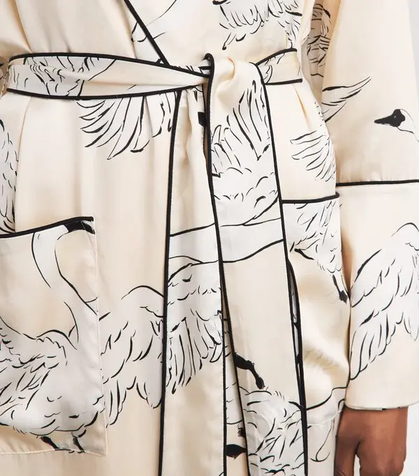 Olivia Von Halle Silk Queenie Blanca Swan Night Robe - Nude