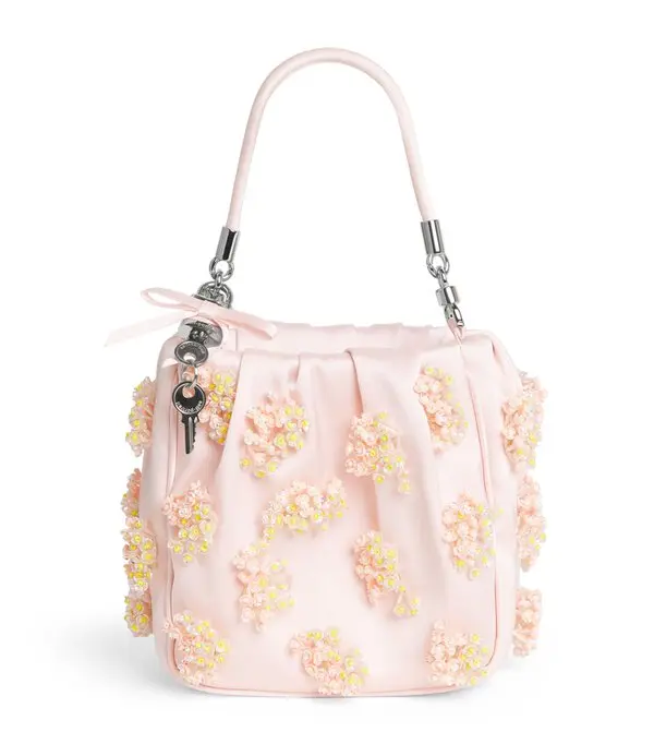 SELF-PORTRAIT Satin Beaded Top-handle Bag