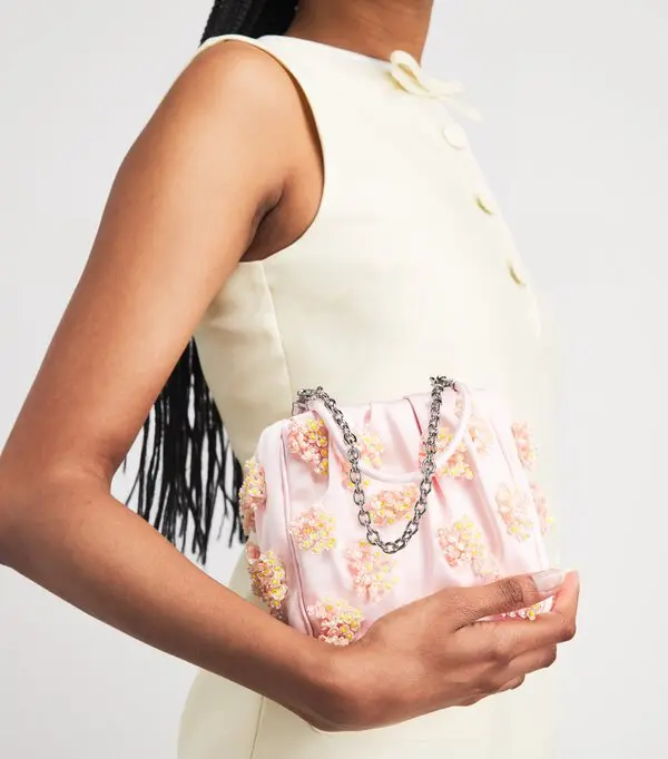 SELF-PORTRAIT Satin Beaded Top-handle Bag