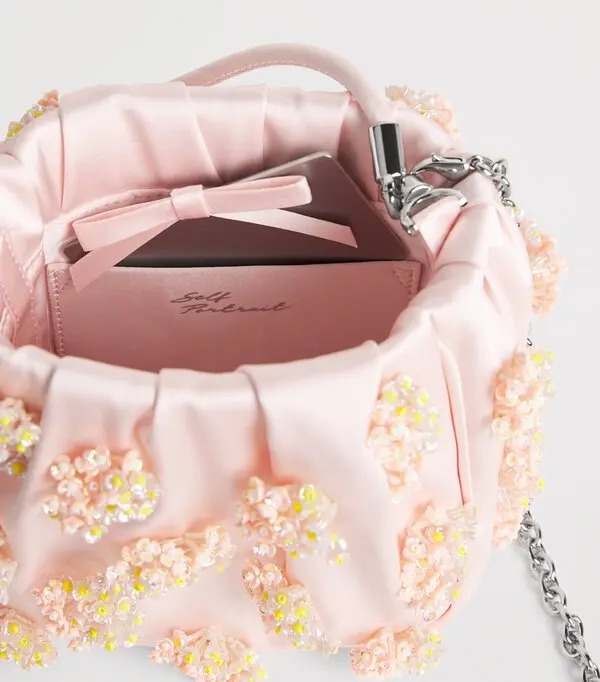 SELF-PORTRAIT Satin Beaded Top-handle Bag
