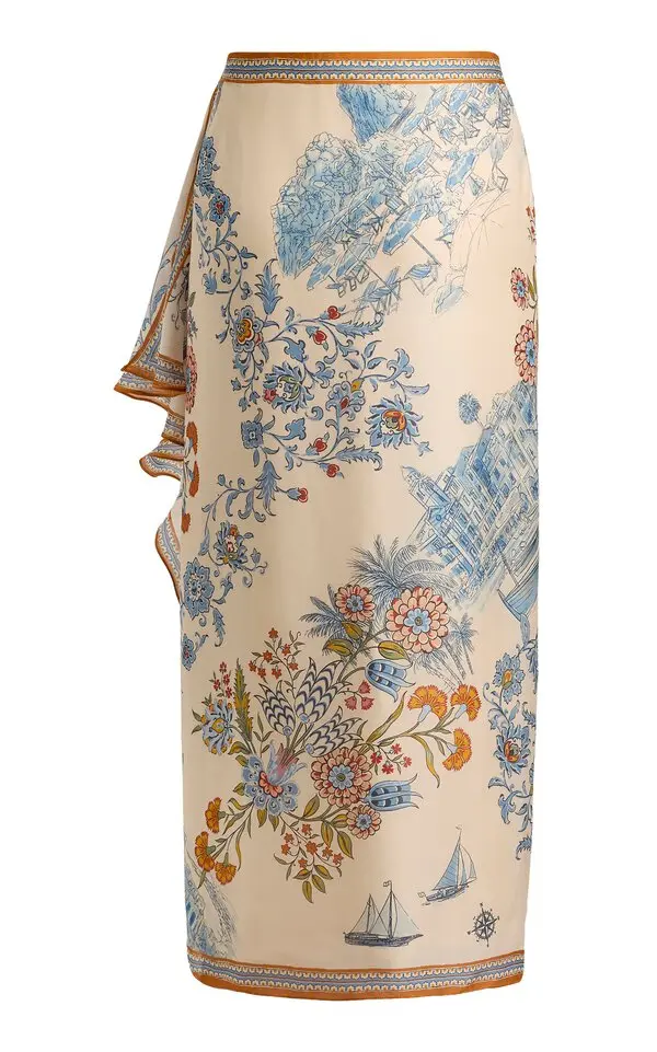 Etro Wrap-front Silk Maxi Skirt