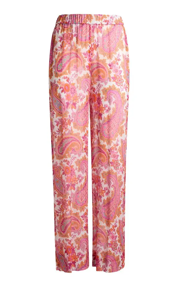 Etro Paisley Print Creponne Wide-leg Trousers - Pink