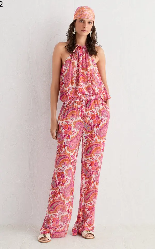 Etro Paisley Print Creponne Wide-leg Trousers