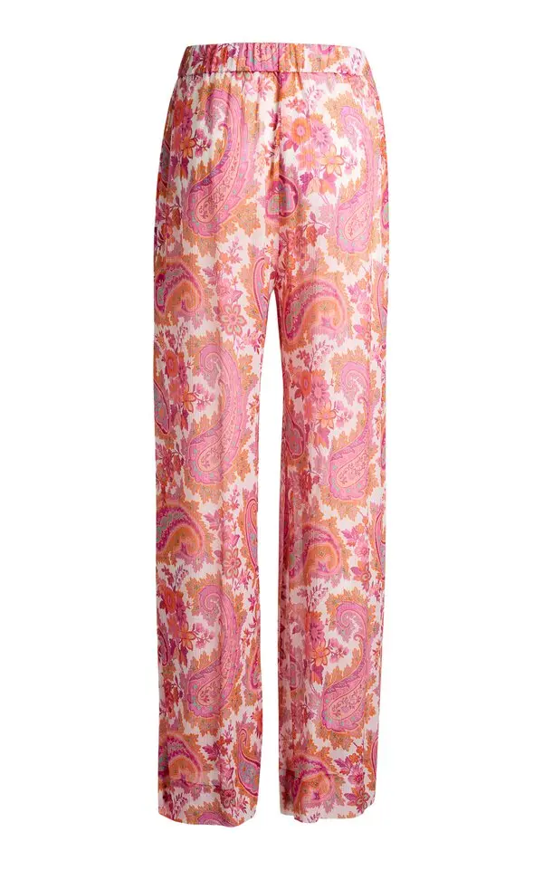 Etro Paisley Print Creponne Wide-leg Trousers