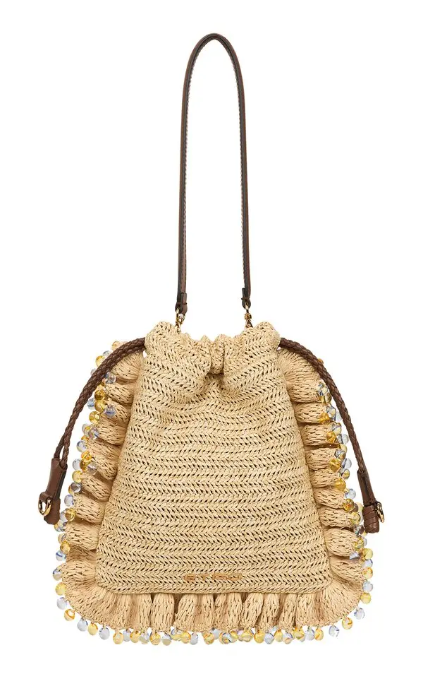 Etro Small Raffia Kalispera Shoulder Bag