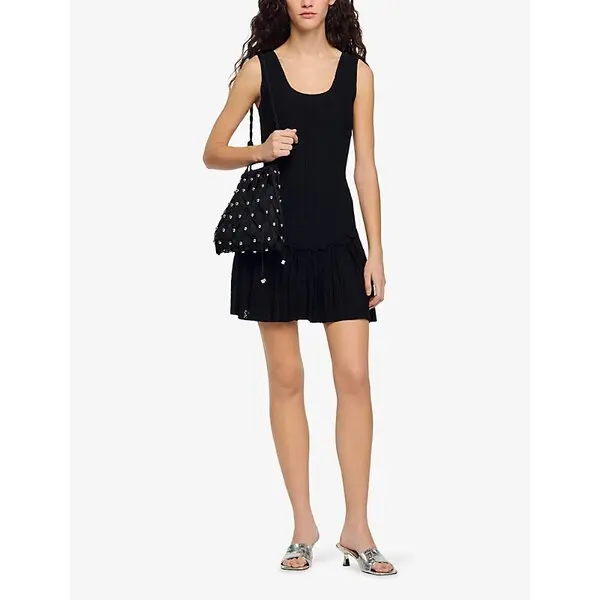 Sandro Diamante-embellished Drawstring Crochet Bag