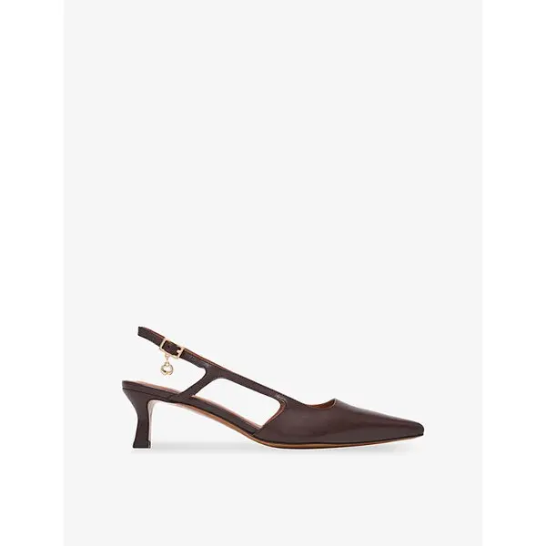 Maje Clover-charm Leather Slingbacks - Brown