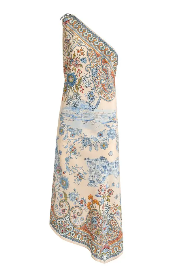 Etro One-shoulder Silk Midi Dress