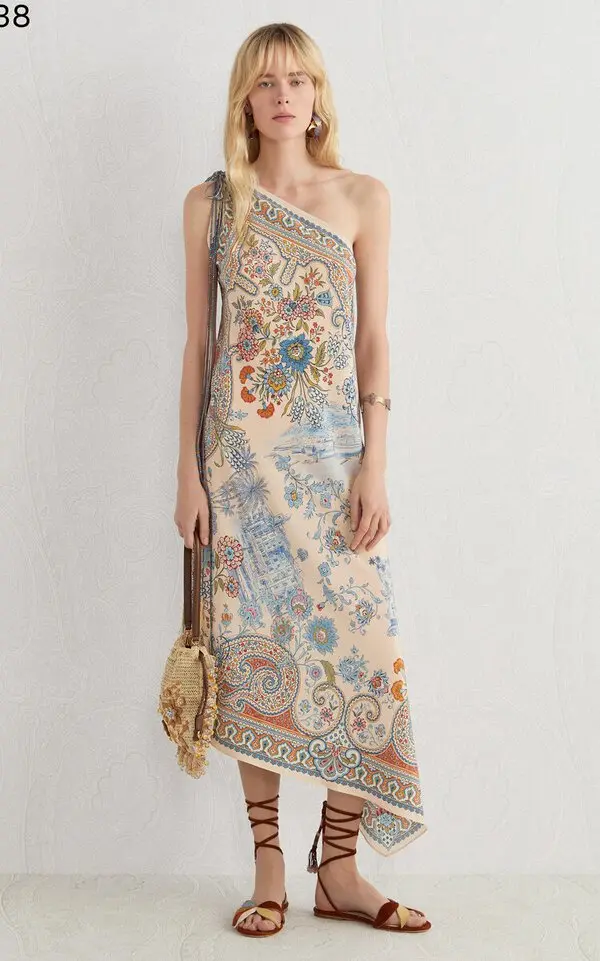 Etro One-shoulder Silk Midi Dress