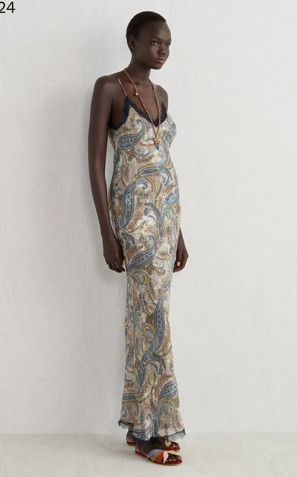 Etro Lace-trimmed Silk-blend Maxi Dress