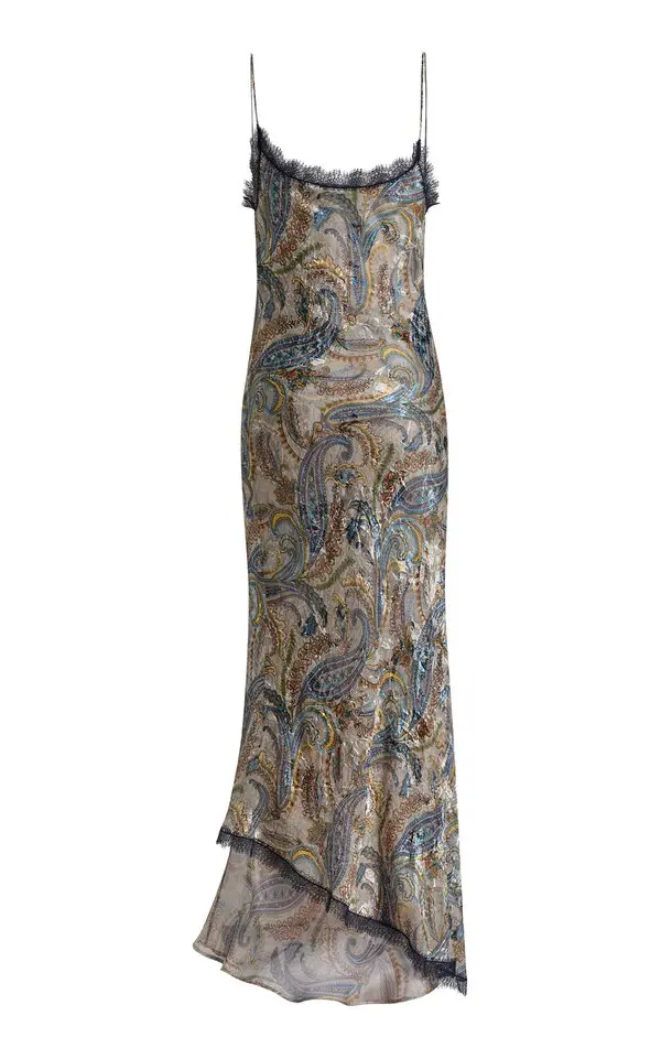 Etro Lace-trimmed Silk-blend Maxi Dress