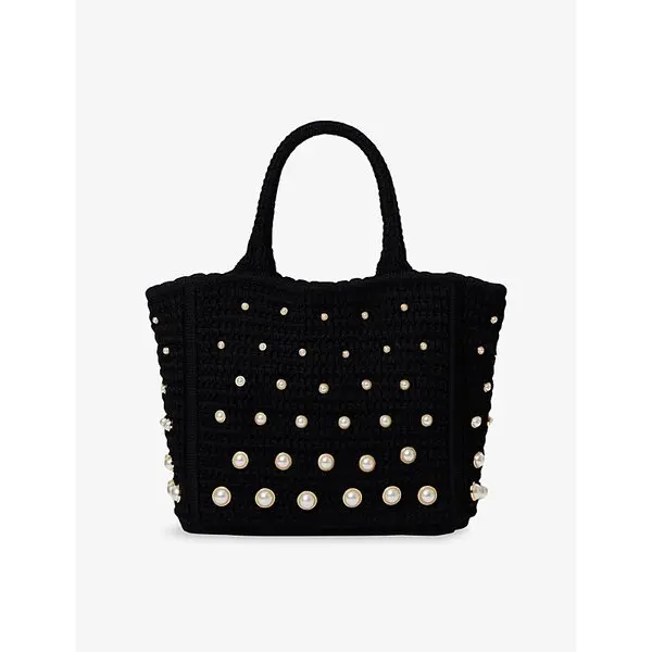 Sandro Stud-embellished Crochet Tote Bag