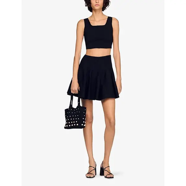 Sandro Stud-embellished Crochet Tote Bag